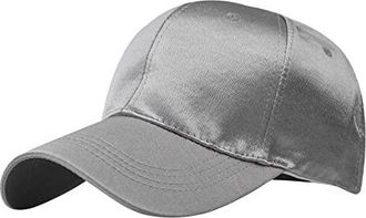 Generic Chapeaux de baseball d&eacute;t&eacute; pour femmes, casquettes solides en satin, visi&egrave;res, casquette de baseball cursive, gris, Taille unique