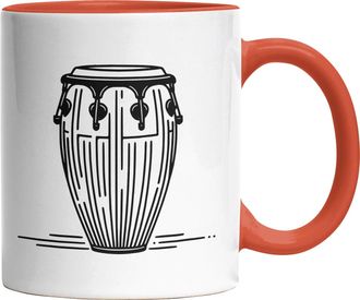 Jimbeels Bürotasse Congas Line Art für Musiker Conga Kaffeetasse orange 330 ml (000382)