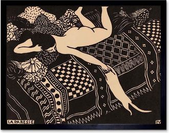 Wee Blue Coo Felix Vallotton Swiss La Paresse Laziness Old Painting Art Print Framed Poster Wall Decor Kunstdruck Poster Wand-Dekor-12X16 Zoll