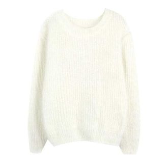 Generic Pull pour femme - Chandail moelleux &agrave; col rond - Coupe ample - Pull tricot&eacute; &agrave; manches longues - Style britannique &eacute;l&eacute;gant - Hauts d&eacute;contract&eacute;s - Confo