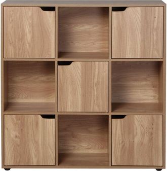 Calicosy CAS&Acirc;ME - Meuble 9 cases avec 5 portes d&eacute;cor bois L89cm - MODU
