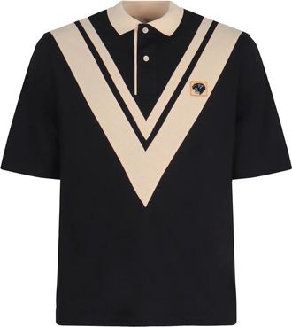 Valentino Garavani Homme, Tops, Noir, Taille: M Polo en coton avec V incrust&eacute; et patch panth&egrave;re brod&eacute;