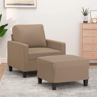 vidaXL Sessel mit Hocker Cappuccino-Braun 60 cm Kunstleder Vidaxl