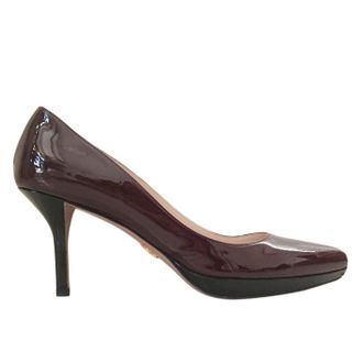 Prada Burgundy Patent Leather Low Heeled Pumps Size 39