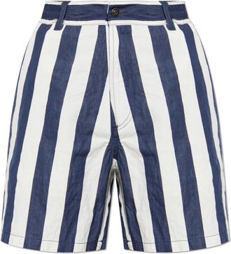 Versace Homme, Shorts, Bleu, Taille: W32 Striped Cotton Denim Shorts