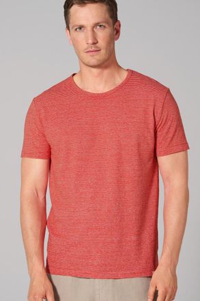 Hempage Hempage Herren vegan T-Shirt Gestreift Magna Rot Natur