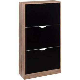 5five Simply Smart 5Five Simply Smart - Range chaussures 3 tiroirs noir beige - Dimensions L. 60 x P. 23,3 x H. 119,5 cm - Capacit&eacute; 18 paires - Meuble en MDF
