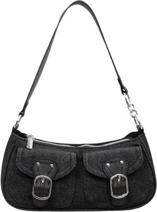 Generic Kexpery Sac &agrave; &eacute;paule en denim pour femmes avec fermeture &eacute;clair Sac &agrave; une &eacute;paule et sous le bras pour sorties et trajets