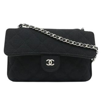 Chanel Pre-owned Matelass&eacute; 2way Bag Cotton Jersey Nylon Leather Tote Bag - - Pre-owned - Damen - Schwarzk - ONE SIZE