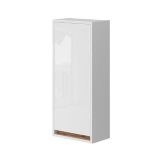 Vicco Badschrank Detmold, Wei&szlig; Hochglanz/Goldkraft Eiche, 81.6 x 35 cm mit T&uuml;r