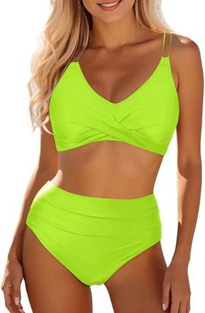 Generic Maillot De Bain Deux Pièces Taille Haute Pièces Cher Échancré Forte Jaune Grandes 85d Regle Site Marques Doré Croisé G Gainante Ras Électrique Modelan