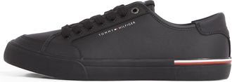 Tommy Hilfiger Herren Vulcanized Sneaker Core Corporate Leather Low Top, Schwarz (Black), 44