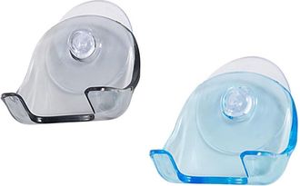 Pretyzoom 2 St&uuml;ck Rasiererhalter Mit Starkem Saugnapf Kunststoff Wand Rasiererhalter F&uuml;r Dusche Rostbest&auml;ndig Blau Grau Rasierer Organizer F&uuml;r Herren Badezimmer