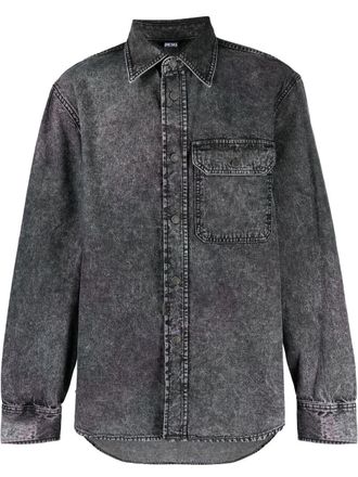 Diesel veste en jean &agrave; effet marbr&eacute; - Noir