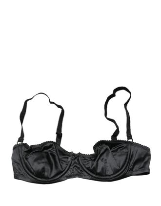 Dolce & Gabbana Womens Black Semi-Pad Underwire Balconette Bra Underwear Elastane Silk Clothing