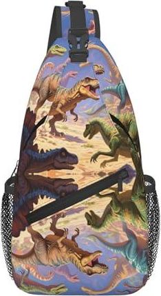 Generic Antivol Sacoche Homme Bandouliere Animaux Dinosaures Art Sac &agrave; Bandouli&egrave;re Multifonction Crossbody Bag pour Cyclisme Randonn&eacute;e Camping