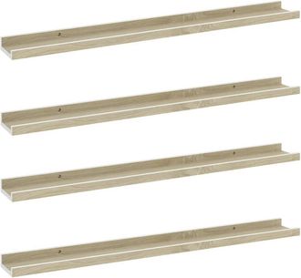 Generic vidaXL 4X Wandregal B&uuml;cherregal Wandboard Schweberegal H&auml;ngeregal Dekoregal Freischwebend Regal B&uuml;roregal Wandablage Wei&szlig; Sonoma-Eiche 80x9x3cm