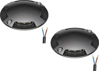 LEDs Com 2 St&uuml;ck LED Bodenleuchte, Wegmarkierung RUNDA f&uuml;r au&szlig;en, IP67, 4-flammig, anthrazit, rund, 70mm &Oslash;, warmwei&szlig;