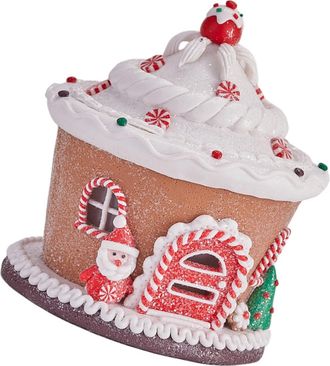 SOLUSTRE Kunstharz Weihnachtsschloss Mit Led-Beleuchtung Rustikale Tischdekoration Für Draußen Weihnachtstischschmuck Dekoratives Mittelstück Für Feiertage