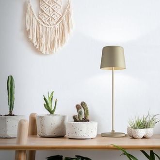 Lightbox 2er-Set LED Tischlampen für Innen & Außen | 37cm / 23cm Höhe, Ø10cm | cappuccinofarbene Outdoor Tischleuchten mit Touch-Dimmer | mobil/kabellos/portab