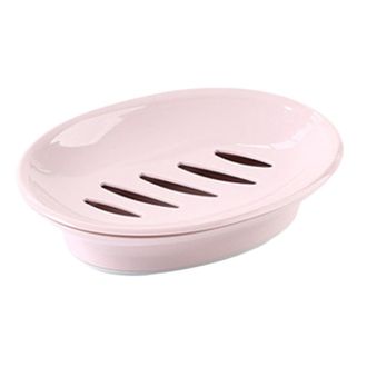 Cabilock Seifenschale Kunststoff Oval Mit Doppeltem Abtropfhalter F&uuml;r Badezimmer Reise Pink