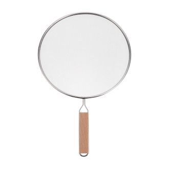 Hemobllo Topf Spritzschutzdeckel 25cm aus Edelstahl mit Hitzebest&auml;ndigem Holzgriff Feinmaschiges &Ouml;l Spritzschutznetz f&uuml;r Pfannen und Bratpfannen Auslaufsichere