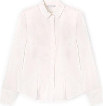 Motivi Femme, Blouses et Chemises, Blanc, Taille: 40 FR Chemise en popeline de coton m&eacute;lang&eacute;