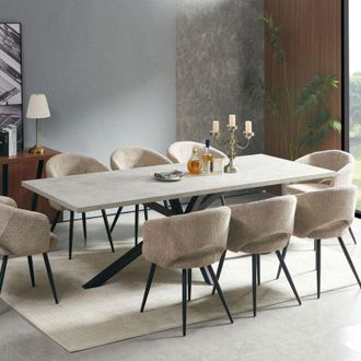 M&S Collection M&s - Table à manger 2,4 m finition béton et pieds en métal noir - alina