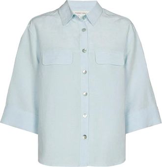 Marie M&eacute;ro Femme, Blouses et Chemises, Bleu, Taille: 42 FR Chemise Droite Courte