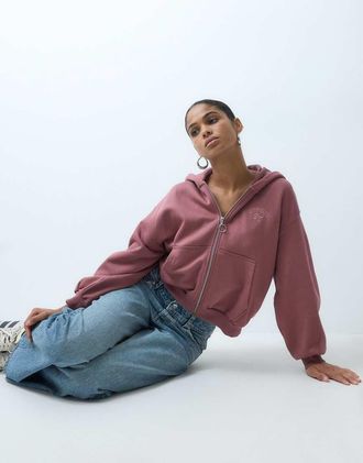 Wrangler Oversize-Cardigan mit Rei&szlig;verschluss in Pink-Rosa