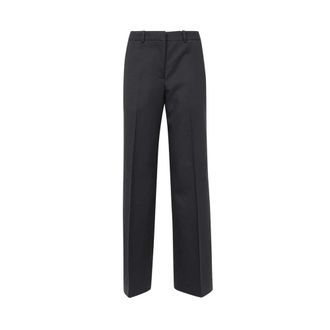 Marine Serre Ma&szlig;geschneiderte Wollhose mit Kontrastn&auml;hten - - Trousers - Damen - Schwarzk - L