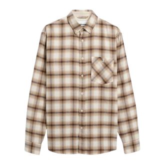 Armedangels Chemise Longue en Coton &agrave; Carreaux - Homme - Chemises - Beige - Taille: XL