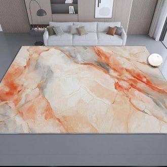 Generic Or Rose Tapis pour Salon 160 x 230 cm, Lavables avec Dos Antid&eacute;rapant, Tapis &agrave; Poils Courts Imprim&eacute; &Eacute;l&eacute;gant Marbre Art D&eacute;co pour Cuisine Salle &agrave; Mange