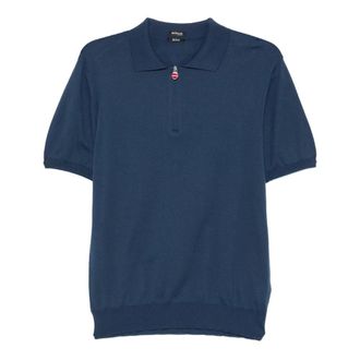 Kiton Feingeripptes Polohemd - - Tops - Herren - Blau - 2XL