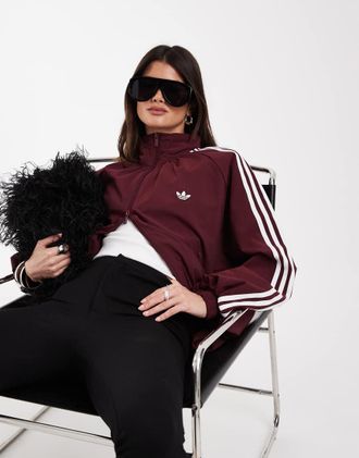 adidas Originals lockeres Oversize Firebird Tracktop in Schattenrot