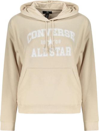Converse Femme, Sweatshirts et sweats &agrave; capuche, Beige, Taille: 40 FR Sweat &agrave; capuche &agrave; manches longues
