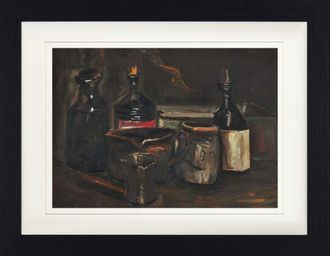 1art1 Vincent Van Gogh Poster Stillleben Mit Steingut, Flaschen Und Schachtel, 1884 Gerahmtes Bild Mit Edlem Passepartout | Wand-Bilder | Im Bilderrahmen 40