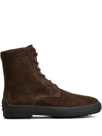 Tod's bottines lacées en daim - Marron
