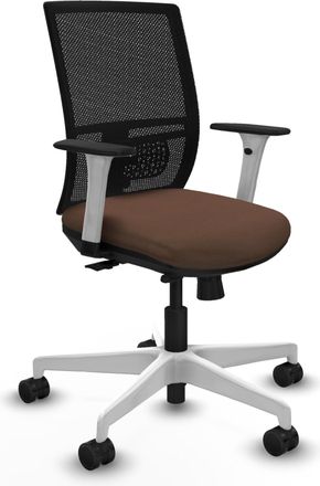 Piqueras y Crespo Brauner Schreibtischstuhl Yunquera mit wei&szlig;en und schwarzen Armlehnen, h&ouml;henverstellbare Lendenwirbelst&uuml;tze, ausgestattet mit Syncro/Traslack und Schn