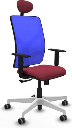 Piqueras y Crespo Computerstuhl mit Rollen, 1D-Armlehnen, h&ouml;henverstellbare Lendenwirbelst&uuml;tze und festes Kopfteil, ausgestattet mit 3 Positionen, Blau/Kastanienbraun