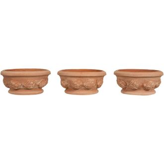 Biscottini International Set 3 Korb Schale Terrakotta Vase Blumen Container für Garten, Terrasse Balkon L30XPR30XH14 CM