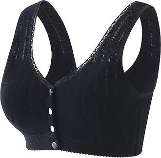 Generic 2026 Soutien-gorge pour femme sans anneau en acier confortable et respirant avec boucle avant grande taille, Noir, 110