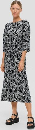 s.Oliver Midikleid Kleid Midi-Kleid mit Plisseefalten