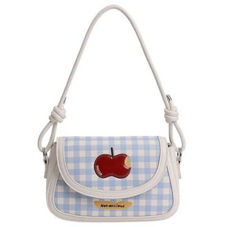 Generic Sac carr&eacute; en cuir PU avec pommes, sac &agrave; bandouli&egrave;re r&eacute;glable &agrave; carreaux pour femmes, usage quotidien, Shopping