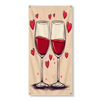 Generic T&uuml;rabdeckung zum Valentinstag, Rotwein, 91,4 x 183,9 cm, Vintage-Retro-Liebe, romantisches Banner f&uuml;r Vorder- und Hintert&uuml;r, Dekoration f&uuml;r den Innen-