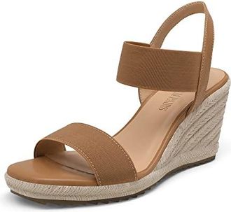 Dream Pairs Sandales Compensées pour Femme Confortables Sandale dété Classique et Elégante Chaussure à Enfiler,Size 39,Chameau,SDPW222W