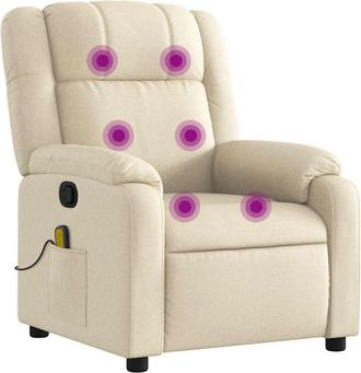 vidaXL Massage-Relaxsessel, cremefarbener Stoff vidaXL