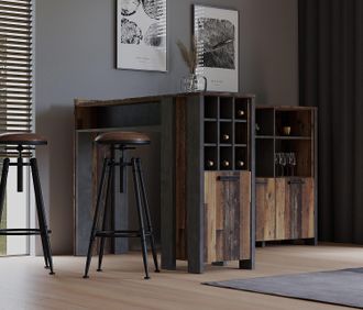 Loftscape home24 Bartisch 152 x 118 x 47cm Braun/Grau