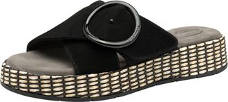 Tamaris Comfort Damen Pantoletten aus Leder mit Klettverschluss, Schwarz (Black), 36 EU