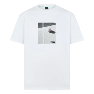 HUGO BOSS Homme, Tops, Blanc, Taille: XL T-shirt en coton avec imprim&eacute;
